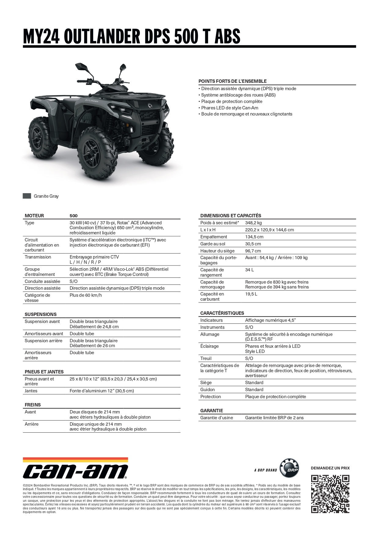 OUTLANDER DPS 500 T ABS 2024 - Groupe DRD - Can-Am